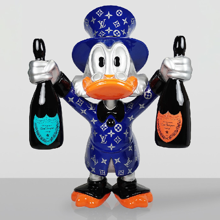 Dagobert Duck Figur mit Champagner 170 cm Dekofigur Designer Figuren ...